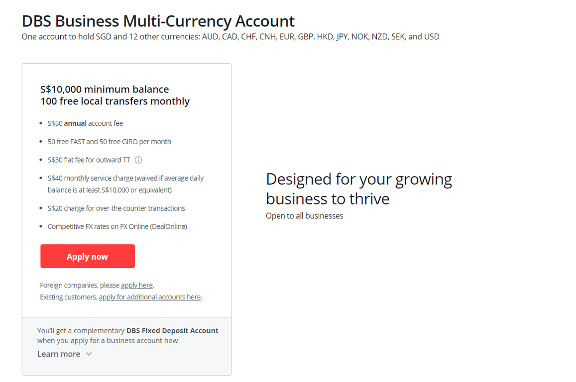 Compare 6 Business Bank Accounts in Singapore [2026] - SBO.sg